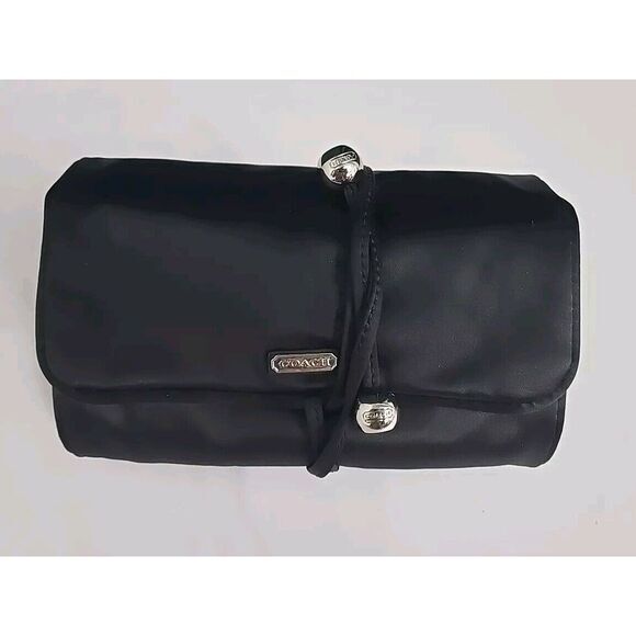 Coach | Storage & Organization | Coach Black Satin Folding Jewelry Roll ...